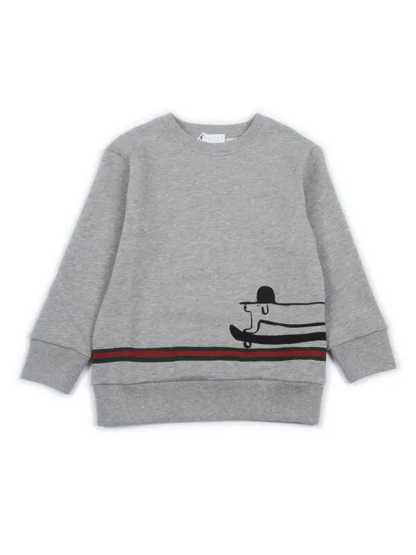 Gucci Long Sleeve Felted Cotton Crewneck Sweatshirt