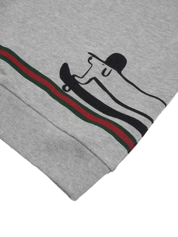 Gucci Long Sleeve Felted Cotton Crewneck Sweatshirt