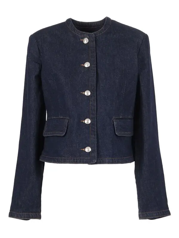 7 For All Mankind Lady Smoove Jacket With Buttons - Blu
