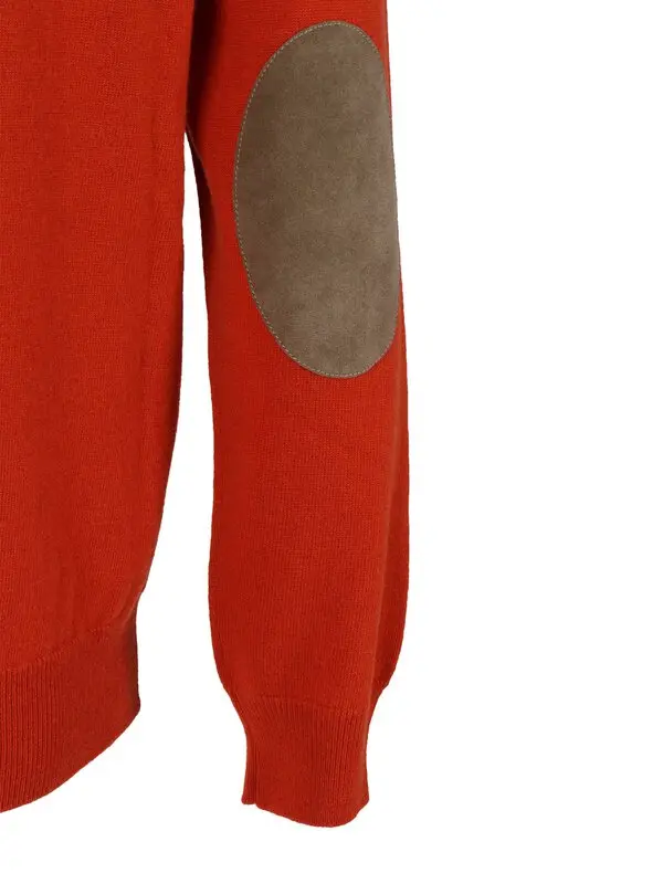 KANGRA Crewneck Sweater With Alcantara Patches - Red