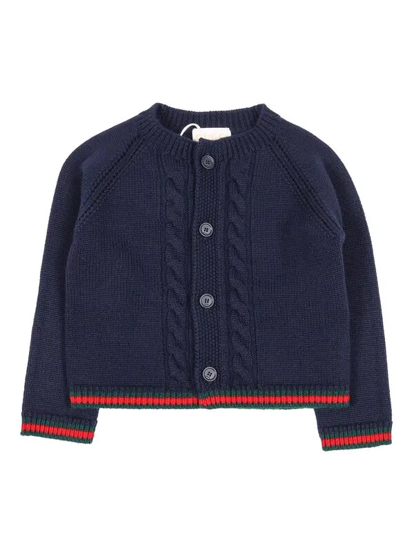 Gucci Long Sleeve Plain Knit Cardigan - Blu
