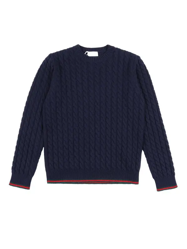 Gucci Cable Knit Crewneck Top - Blu