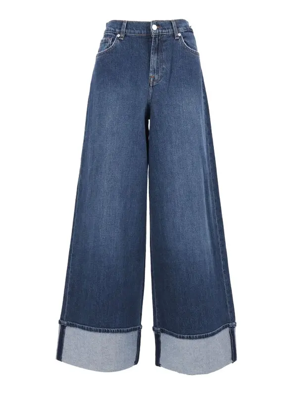 7 For All Mankind Marie Radar Wide-leg Jeans With Cuffs - Blu