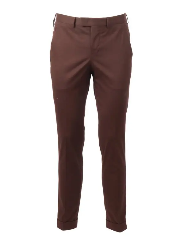 PT TORINO Flat Front Trousers With Diagonal And Flap Pockets