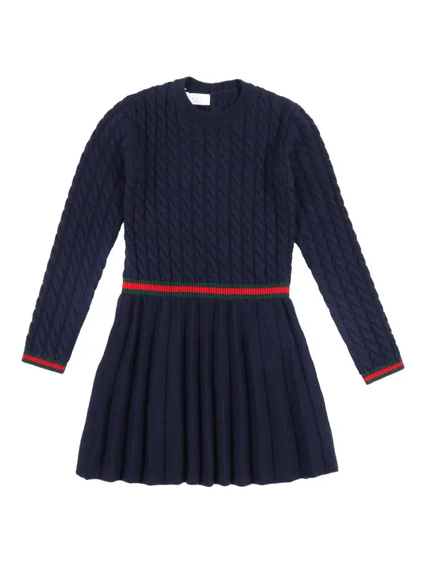 Gucci Long Sleeve Wool Knit Dress - Blu