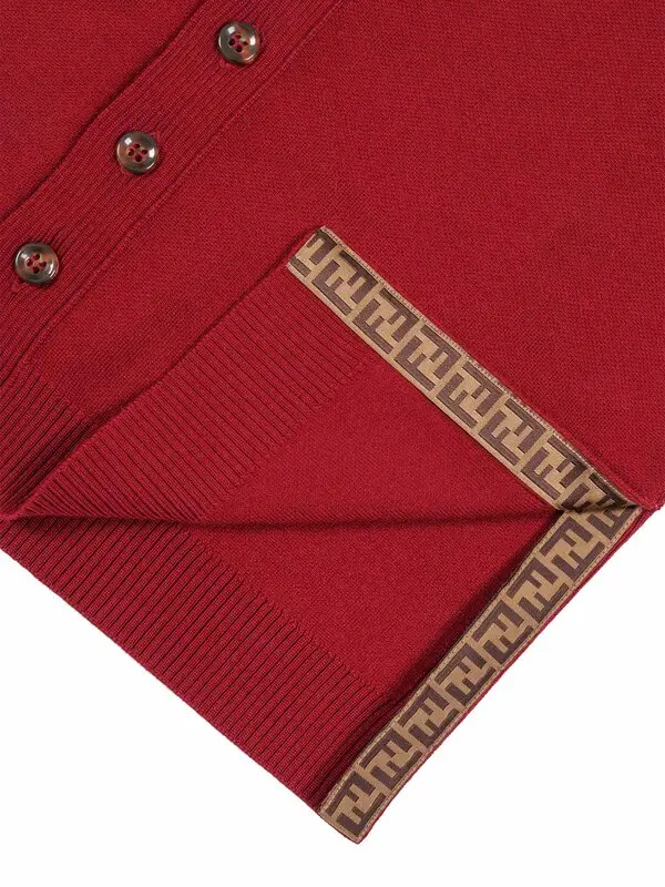 FENDI JR Wool Knit Cardigan With Logo