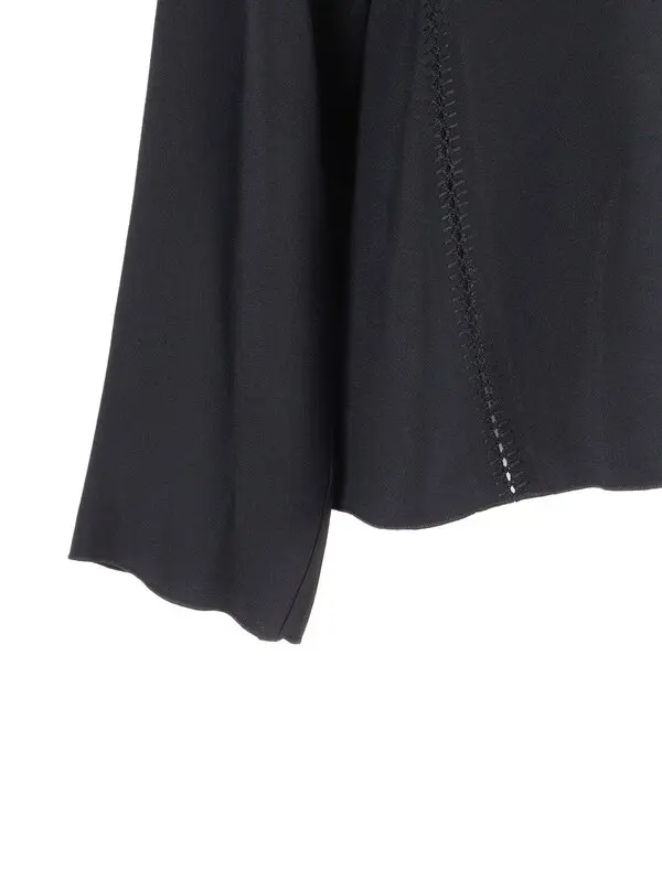 FORTE_FORTE Embroidered Long Sleeve Matte Satin Top
