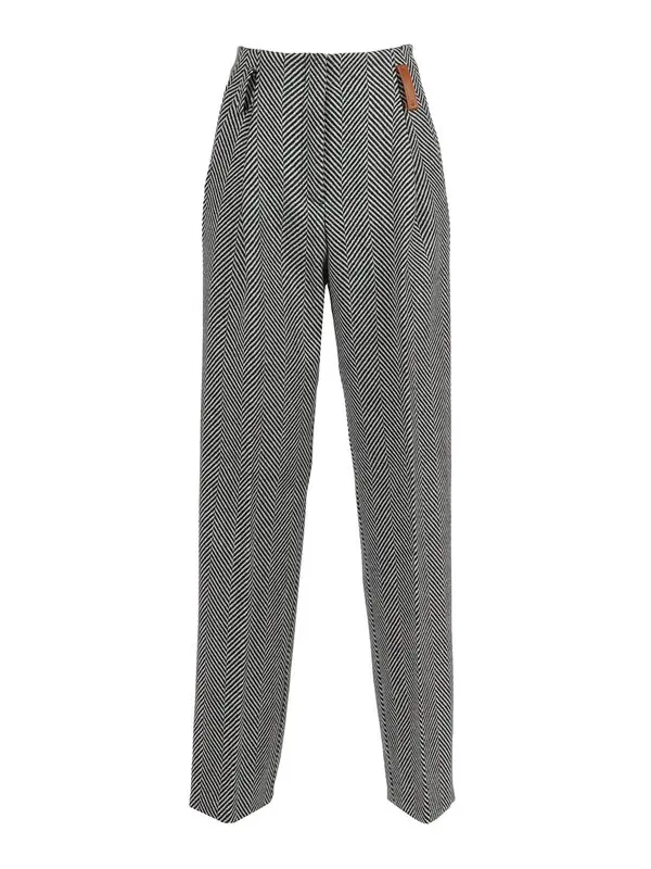 FORTE_FORTE Vita Alta Chevron Lana Trousers