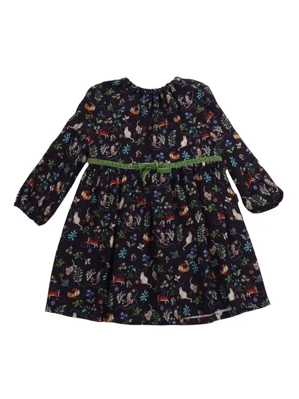 IL GUFO Floral Long Sleeve Dress - Blu