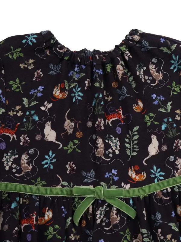 IL GUFO Floral Long Sleeve Dress - Blu