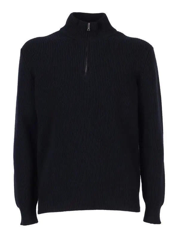 BALLANTYNE Half Zipped Pullover - Blu
