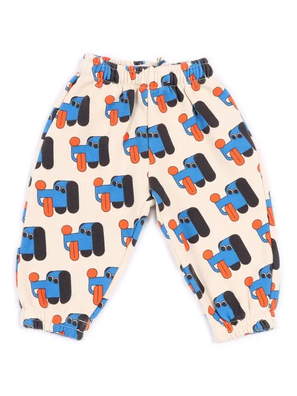 BOBO CHOSES Doggy Mate All Over Jogging Pants - White