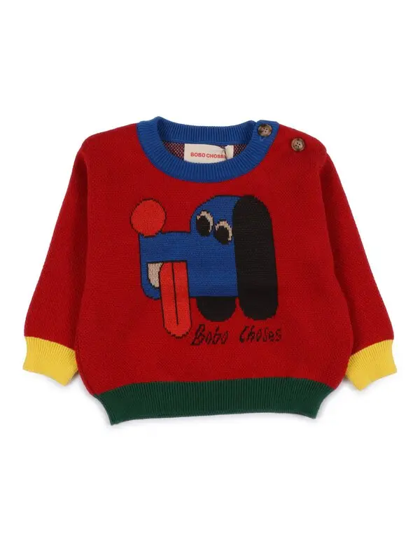 BOBO CHOSES Doggy Mate Jacquard Jumper - Red