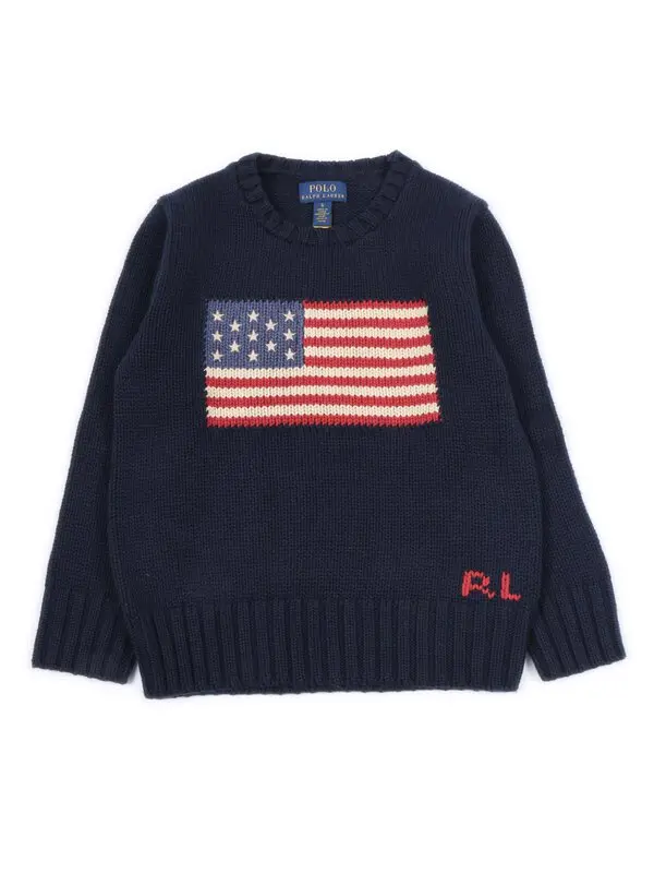 Polo Ralph Lauren Flag Intarsia Knit Sweater - Blu