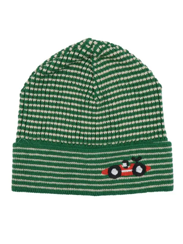 BOBO CHOSES Race Car Knitted Beanie - Green