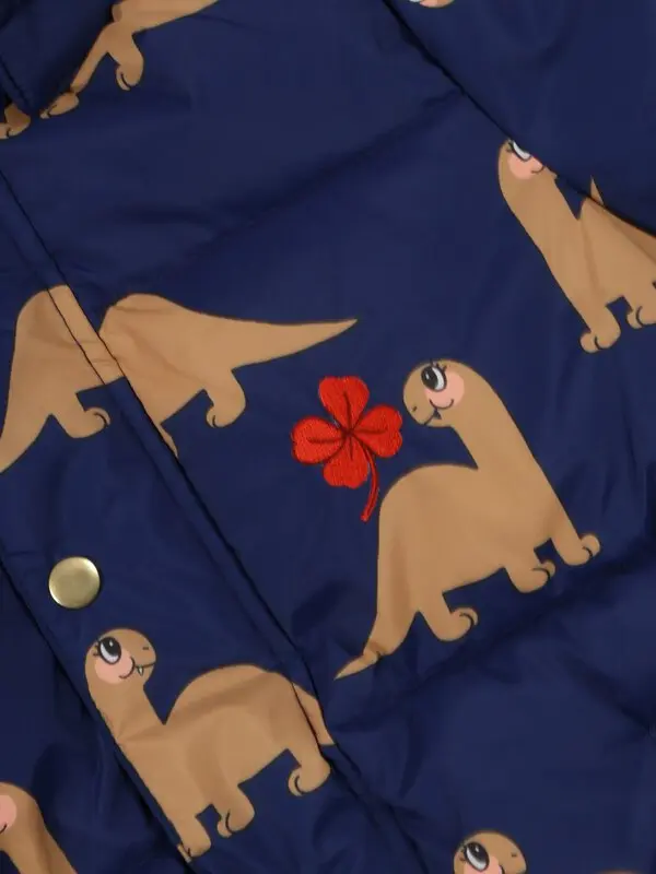 MINI RODINI Dinos Aop Hooded Puffer - Blu