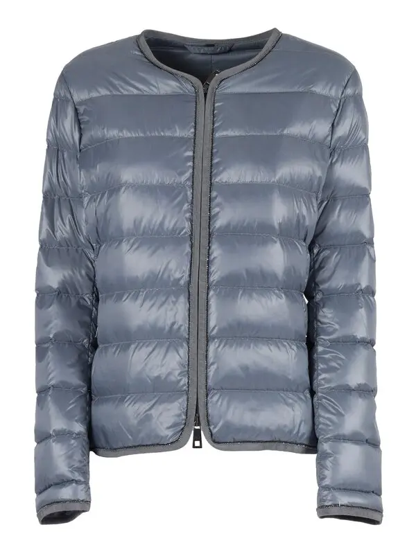 FAY Piuma Light Jacket With Grosgrain And Chain Detailing - Blu