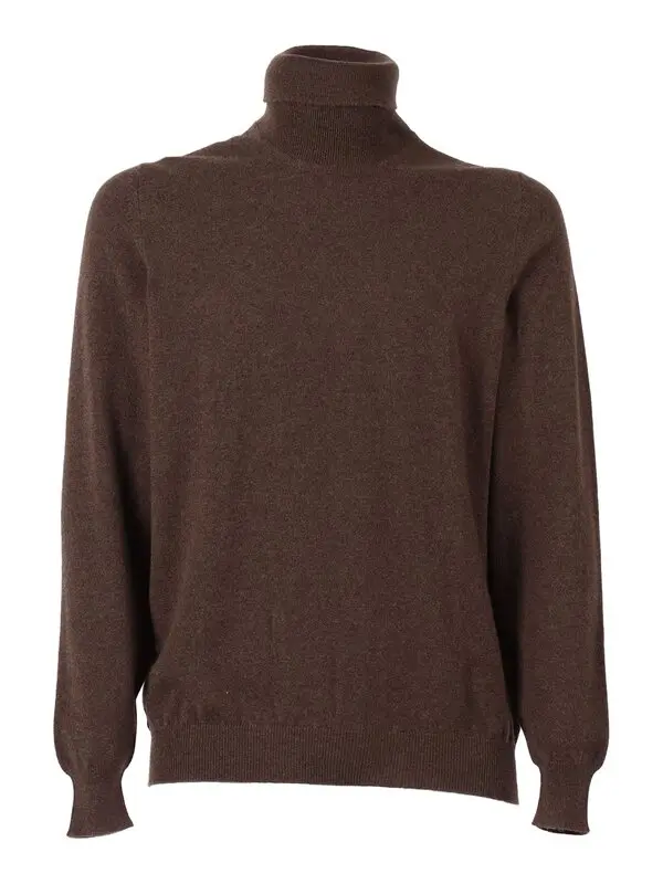 Fedeli Long Sleeve Knitted Turtleneck Sweater - Red