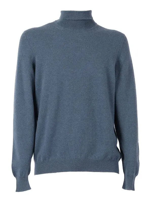 Fedeli Knitted Turtleneck Sweater - Blu