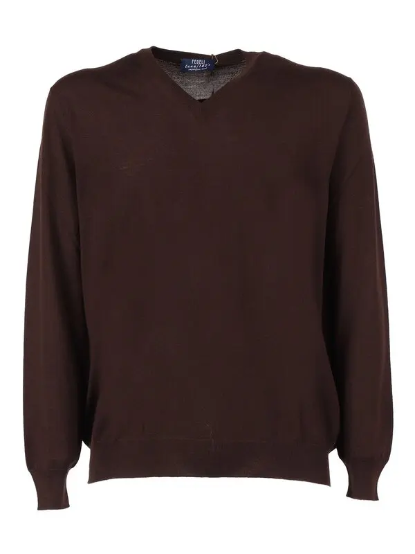 Fedeli V-neck Knitted Sweater - Red