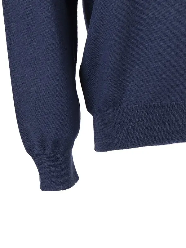 Fedeli Long Sleeve Knitted Mock Neck Sweater - Blu