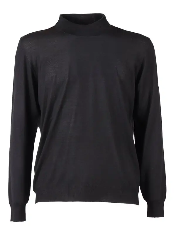 Fedeli Knitted Long Sleeve Mock Neck Sweater - Red
