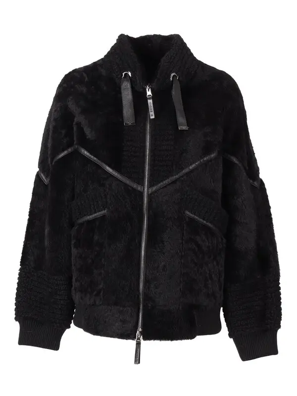 DIEGO M Nappa Leather Jacket With High Collar