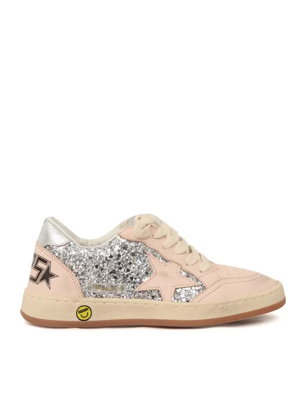 GOLDEN GOOSE Sneakers Ballstar Glitter Upper Nappa Toe Star And Spur Laminated Heel Silver/light Pink - Not Less Than € 5