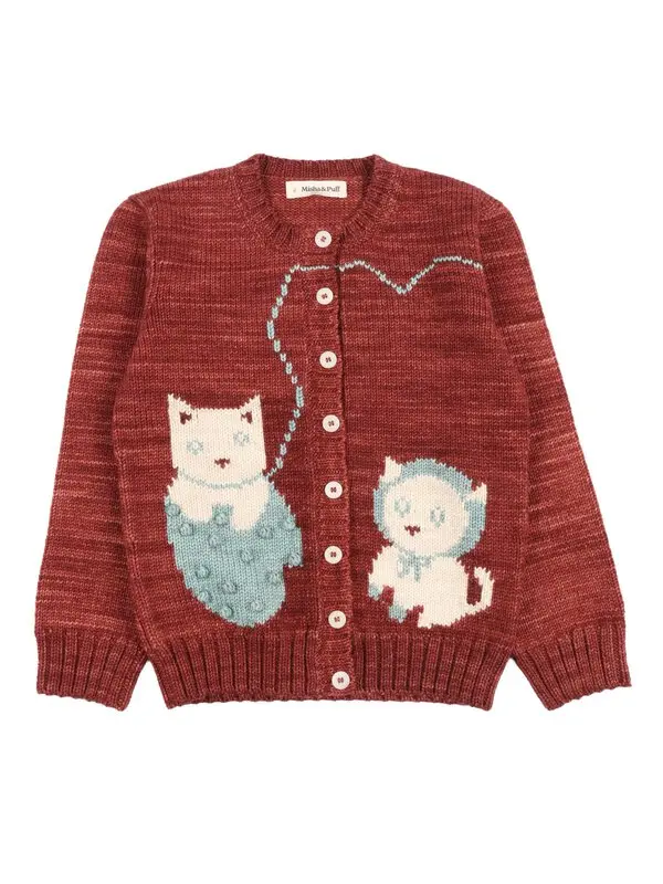 MISHA & PUFF Three Little Kittens Cardigan - Red