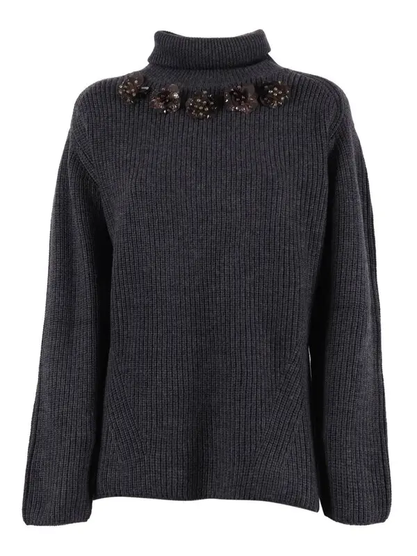 P.a.r.o.s.h High Neck Knit Top With Embroidery