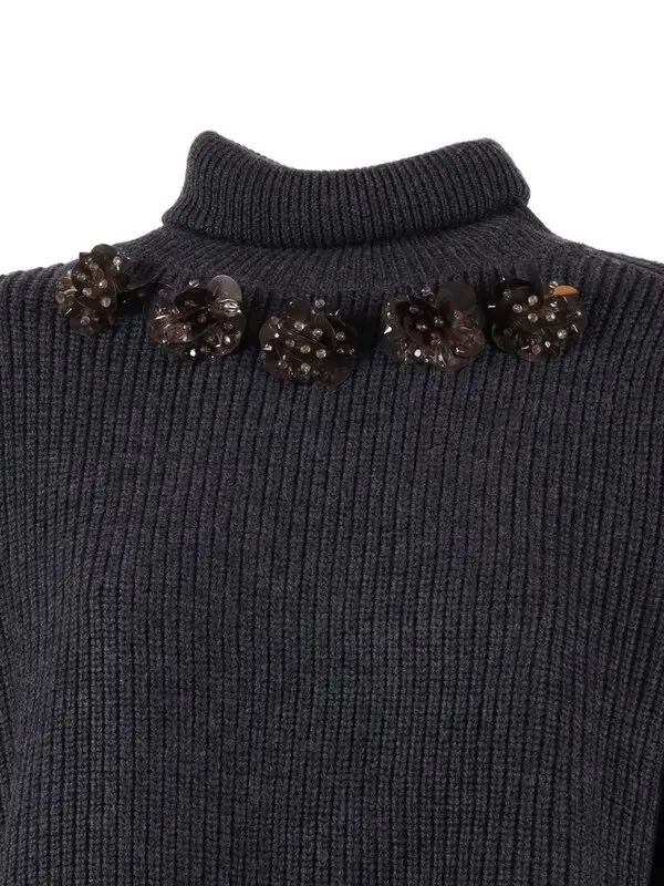 P.a.r.o.s.h High Neck Knit Top With Embroidery