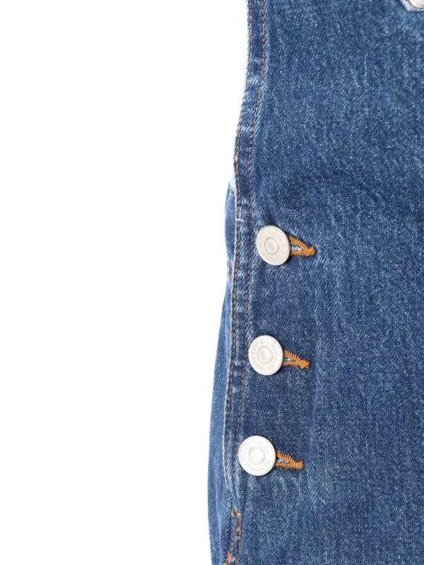 7 For All Mankind Denim Dungaree Dress With Carpenter Details - Blu