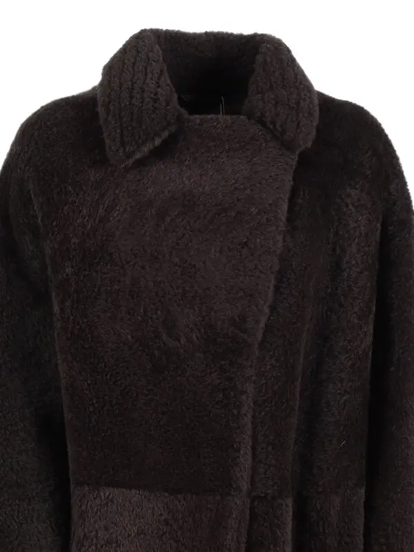 DIEGO M Nappa Leather Coat With Laser-cut Inserts