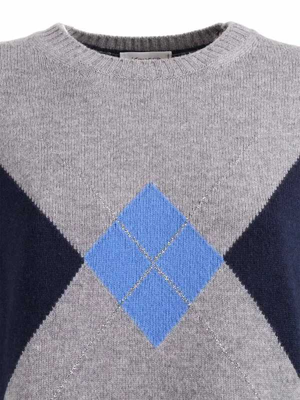 KANGRA Intarsia Rombo Crewneck - Blu
