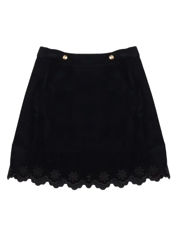 Chloé Floral Embroidered Velvet Skirt