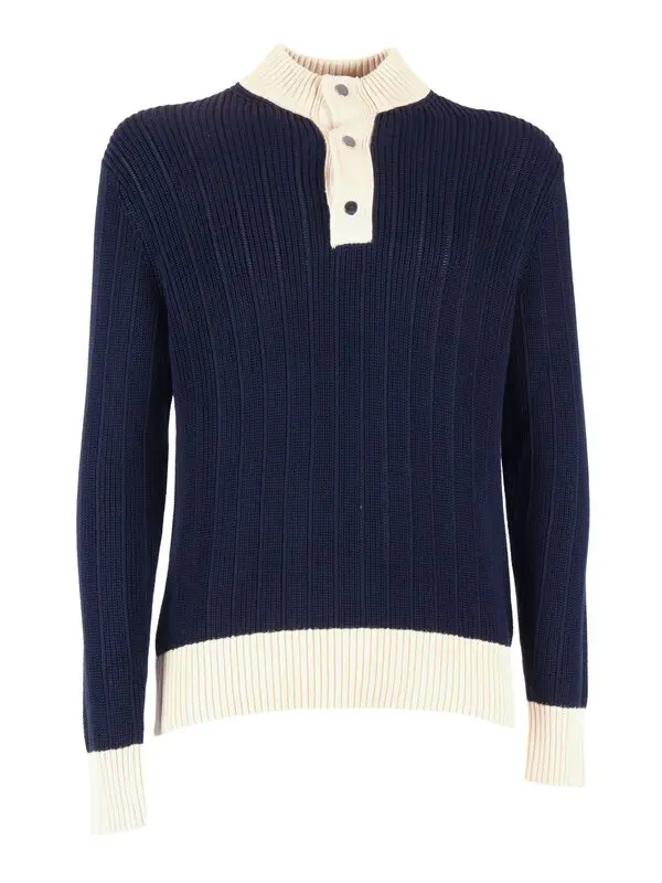 BALLANTYNE Half-buttoned Pullover - Blu