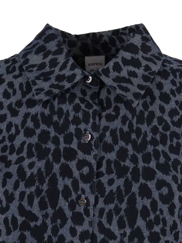Aspesi Animal Print Button-down Shirt - Blu