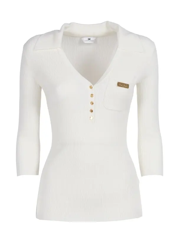 Elisabetta Franchi Tricot Knit Top - White