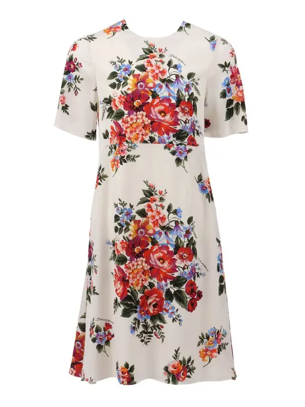 Dolce & Gabbana Short Sleeve Dress - White
