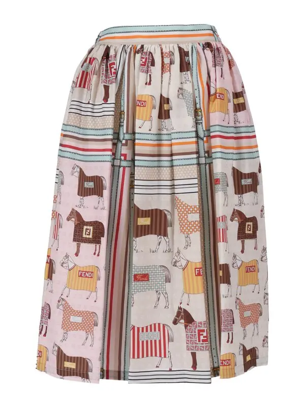 FENDI JR Printed Satin Skirt