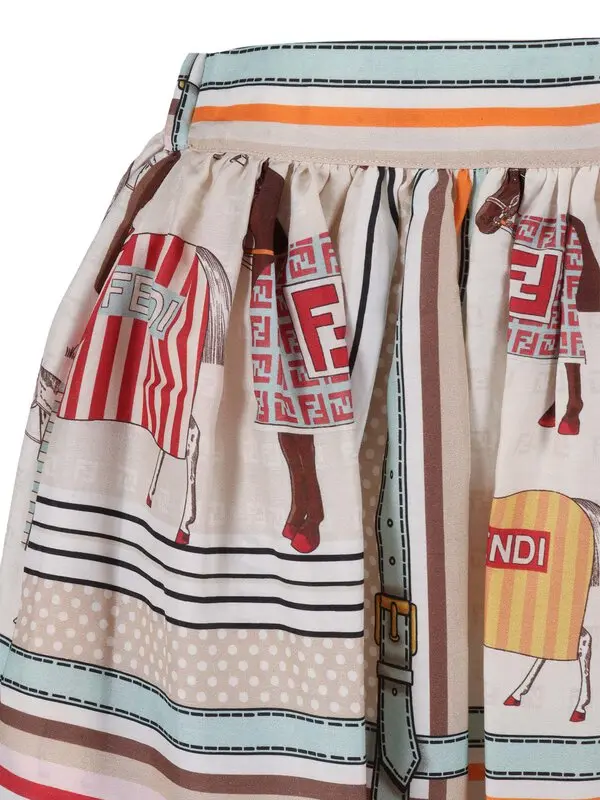 FENDI JR Printed Satin Skirt