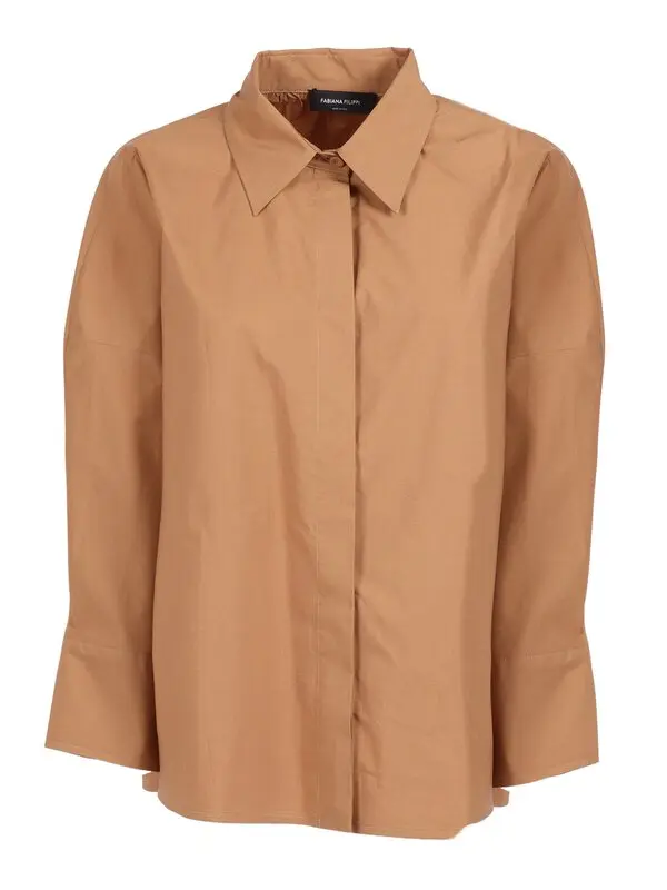 Fabiana Filippi Cropped 3/4 Sleeve Poplin Shirt