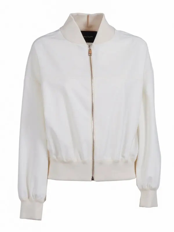Fabiana Filippi High Neck Bomber Jacket - White