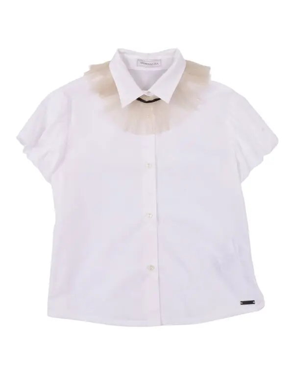 Monnalisa Popeline Stretch Shirt - White