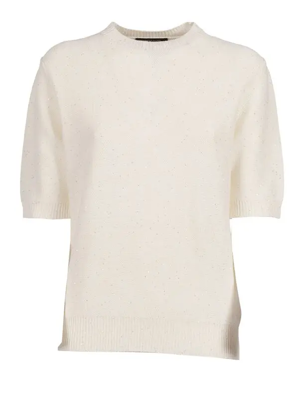 Fabiana Filippi Short Sleeve Linen Top - White