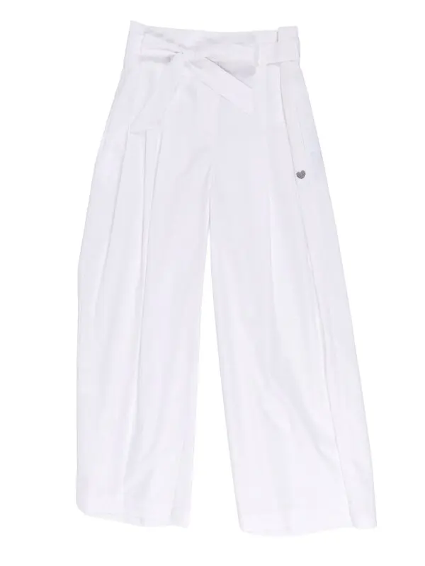 Monnalisa Cropped Poplin Trousers - White