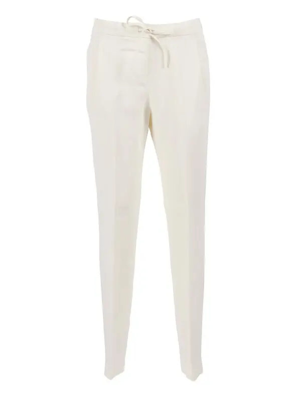 Fabiana Filippi Jogging Pants With Pints In Viscose Linen Blend - White