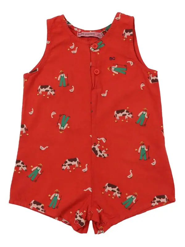 BOBO CHOSES Farm Adventure Playsuit - Red