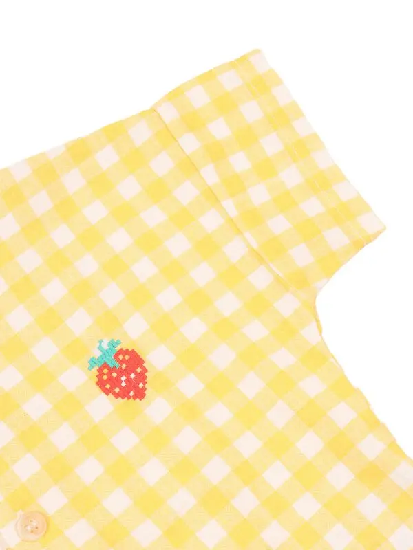 BOBO CHOSES Pixel Strawberry Vichy Woven Blouse - Yellow