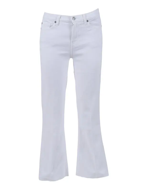 7 For All Mankind Cropped Dojo Raw Cut Jeans - White